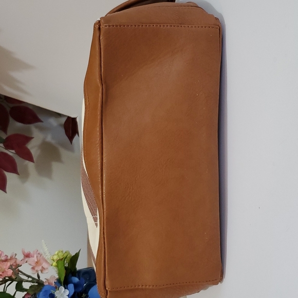 Bolo | Bags | Nwt Browncream Fabric Faux Leather Shoulder Bag By Bolo ...